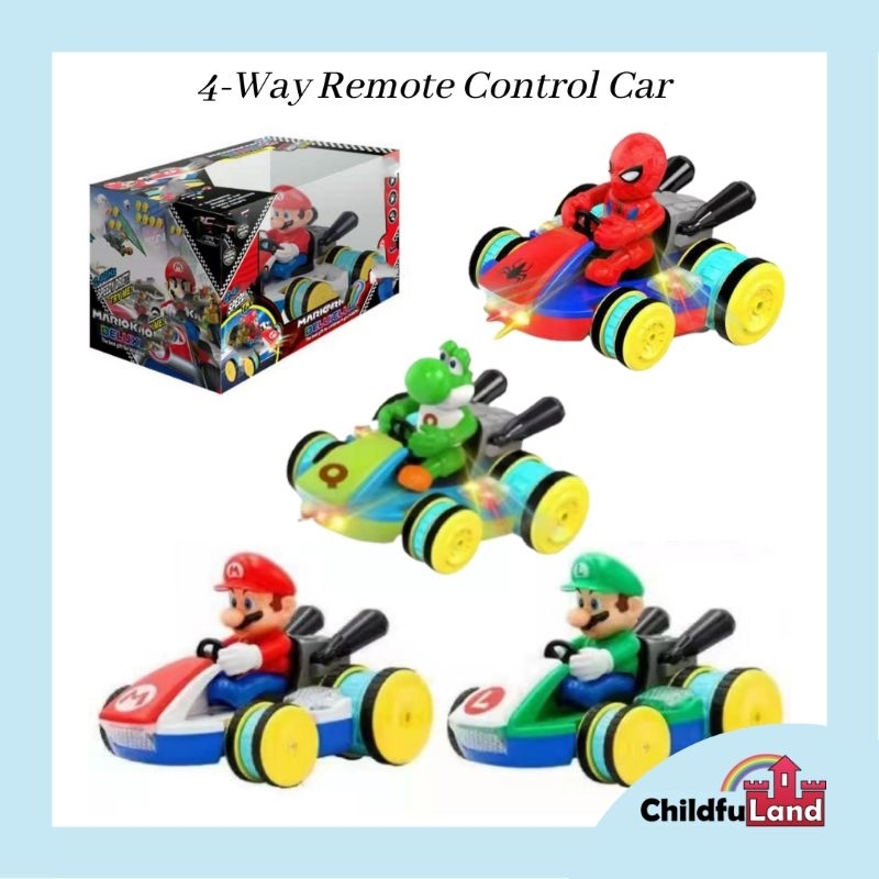 2.4G 4-Way Mario Kart Yoshi Spiderman Remote Control Car with Music and ...
