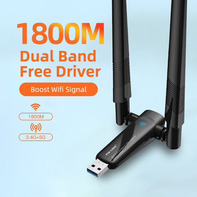 AX1800 WiFi6 DUAL Antennas High-Gain Wireless USB Adapter Wifi Dongle Game Network adpter Gaming ...