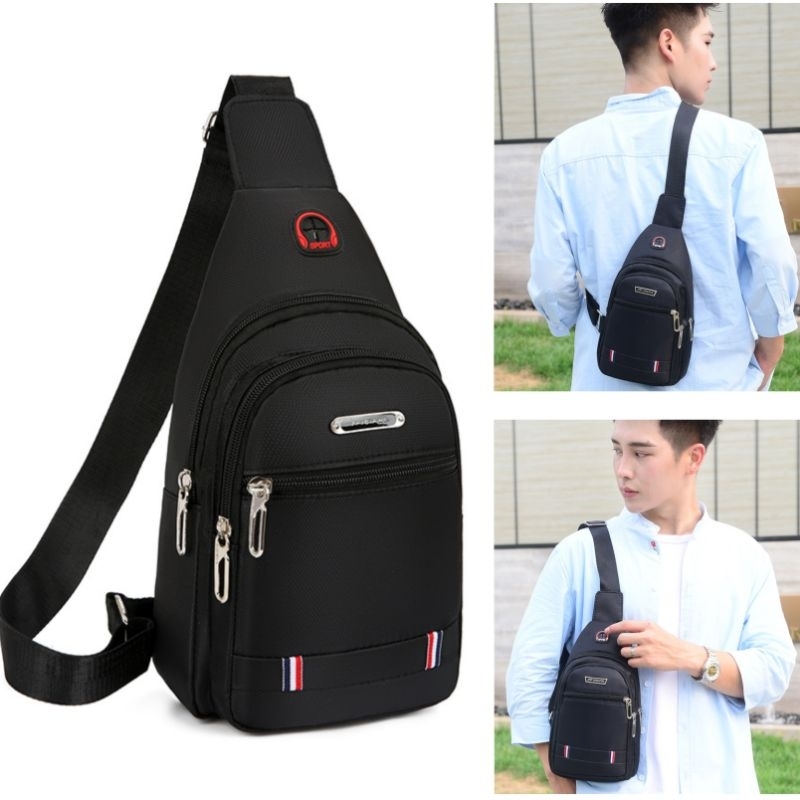 Men's Bag Sling Bag Men Crossbody Chest Bag Beg Silang Lelaki | Shopee ...