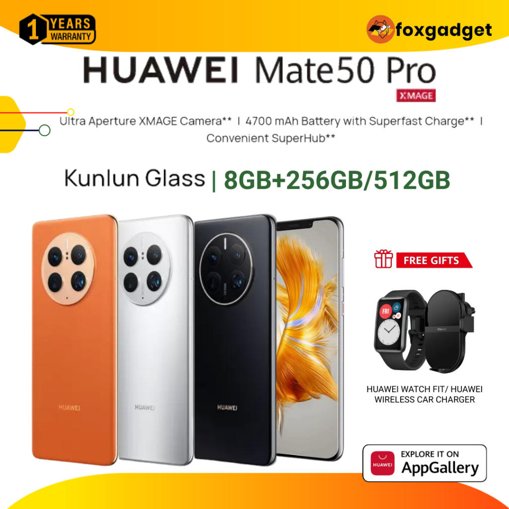 HUAWEI Mate 50 Pro KUNLUN GLASS [8GB RAM + 256GB/512GB ROM] | Ultra Aperture XMAGE Camera |4700 ...