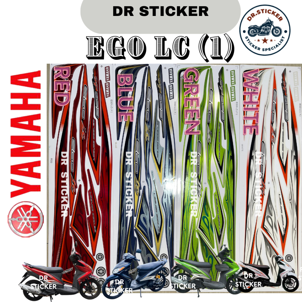 YAMAHA EGOLC (1) YM Stripe Stiker Sticker LIQUID COOLER GREEN BLUE DRMKEGOLC125 EGO LC EGOLC 125 ...
