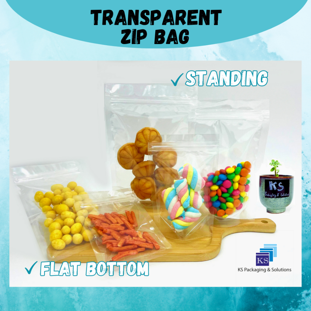 (50pcs) Transparent Standing Zip lock Bag/Zipper standing plastic bag ...