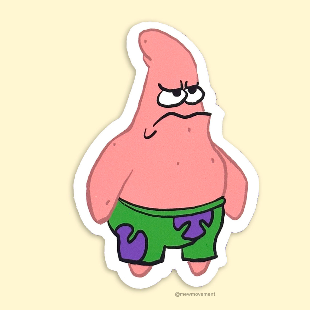 Patrick Star Sticker, I Can't See My Eyebrow, Decorative Waterproof ...