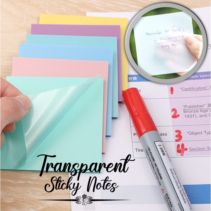[50 sheets] TRANSPARENT Sticky Notes. Student sticker notes. Sticky ...