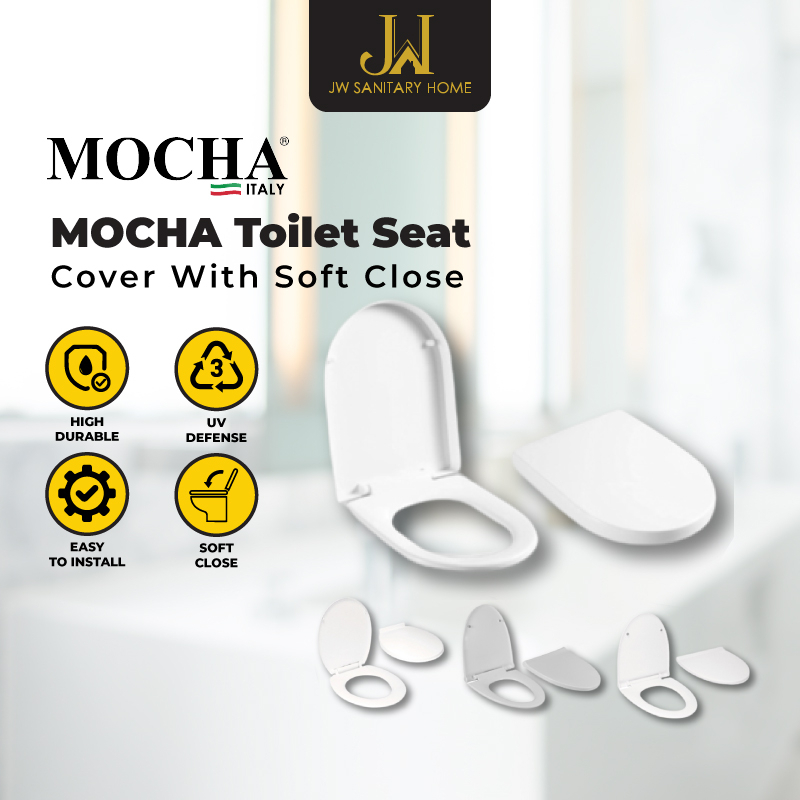 JW MOCHA Toilet Seat Cover With Soft Close Adjustable Hinge Penutup ...