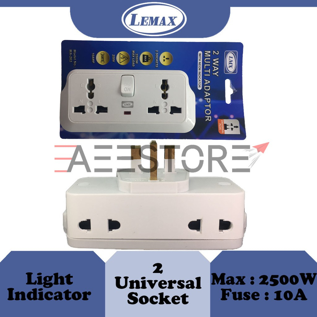 LMX / LEMAX 2 Socket Universal / Multi Wall T-Adaptor MA 263 | Shopee ...