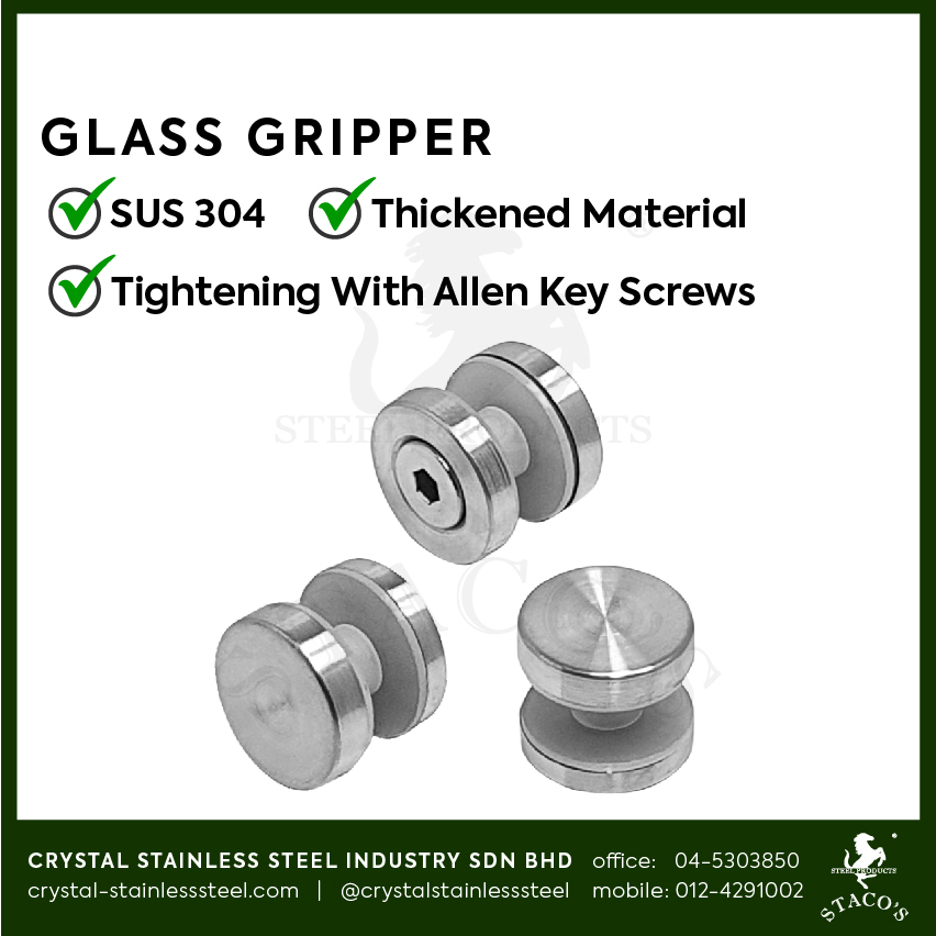 STACOS Stainless Steel 304 Glass Gripper Hollow Glass Clamp Clip Holder ...