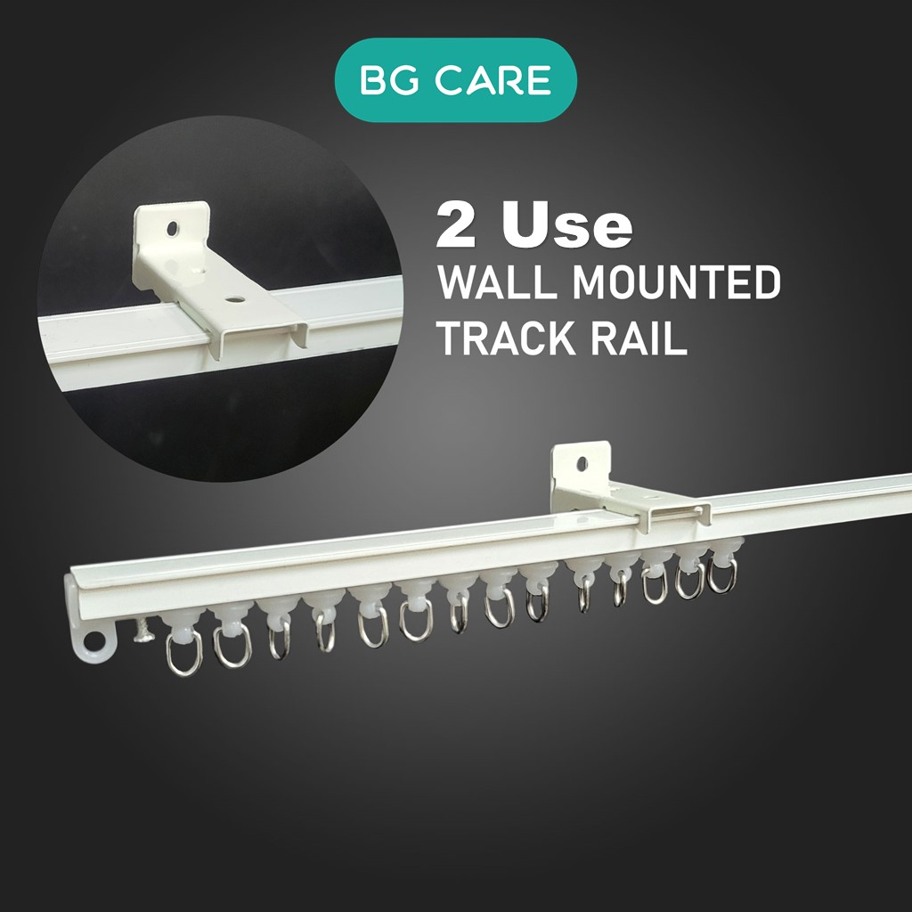 2 Use Wall Mounted Curtain Rail Track Nano Silencer Rail Door Curtains ...