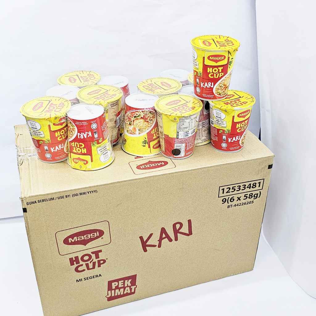 Maggi Hot Cup Kari (1 Carton = 58g x 54 Cups) Curry Flavour | Shopee ...
