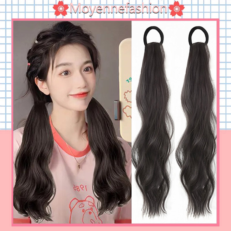 Wig girl Double ponytail natural simulation wig patch Long ponytail ...