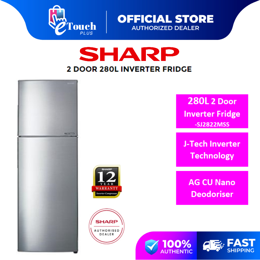 Sharp (280 L) 2 Door J-Tech Inverter Fridge Refrigerator SJ2822MSS peti ...
