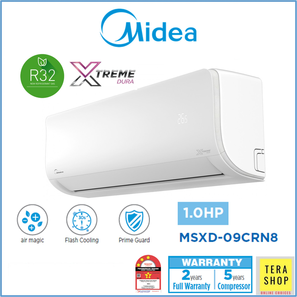Midea MSXD-09CRN8 1HP Xtreme Dura R32 Non Inverter Air Conditioner Aircond | Shopee Malaysia