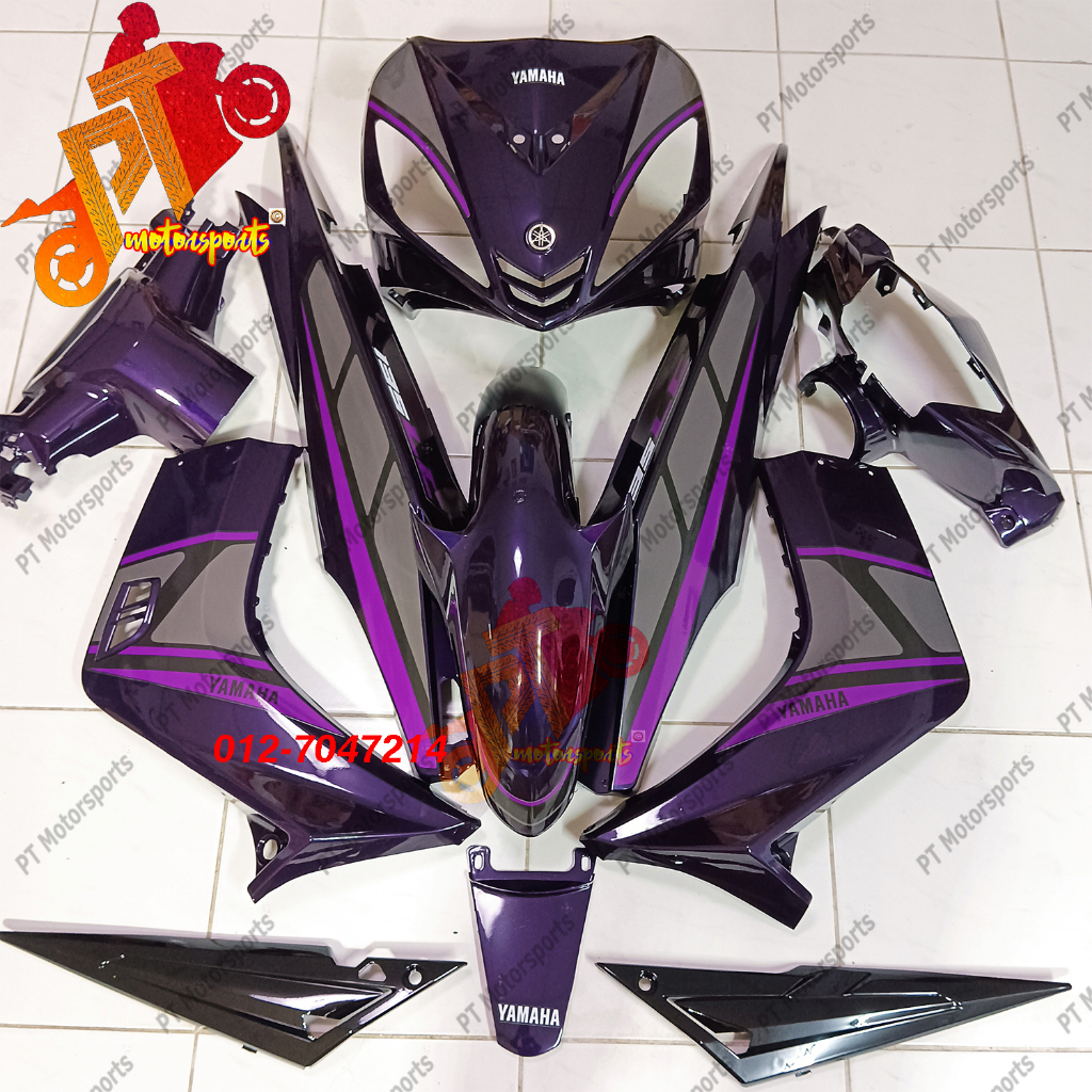Yamaha LC 135 V1 Cover Set Black Hitam DR PURPLE RXZ ENERGY INDUCTION Black Purple Gp Blue Dpbmc ...