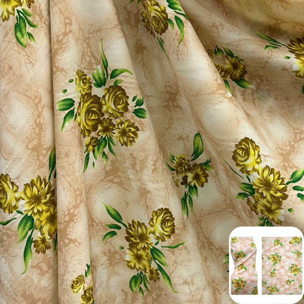 Fabric with floral pattern/45'' wide/Women's clothing fabric/Kain corak ...