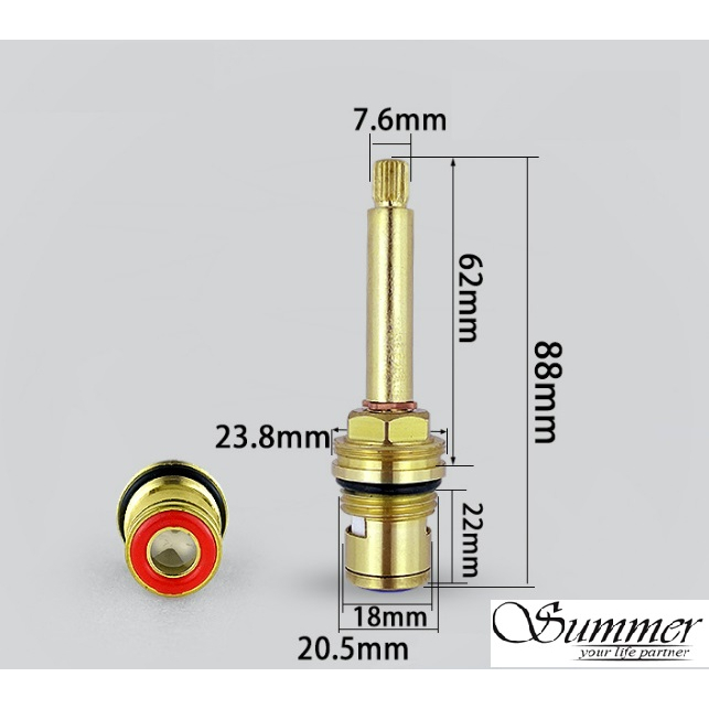 Stopcock Long Cartridge Headwork 1/2" Quarter Turned Cartridge Spindle ...
