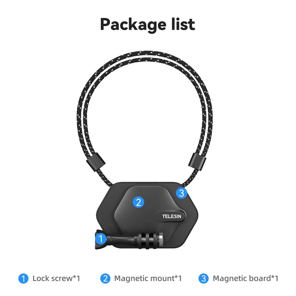 TELESIN Magnetic Pendant Lanyard Strap Chest Mount Halter Set for ...