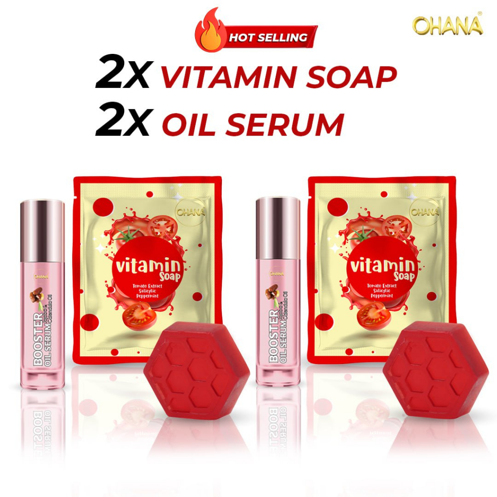 𝐎𝐇𝐀𝐍𝐀 Skincare Set Booster Serum (10ml) + Vitamin Soap (17g) Dry Skin ...