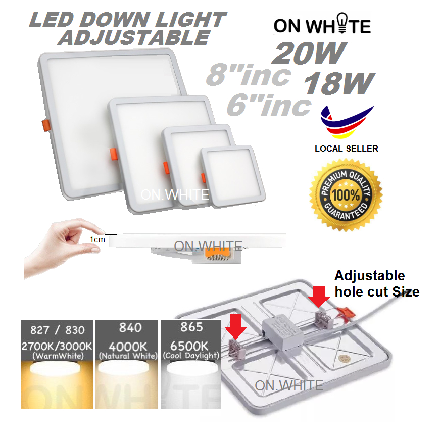Super Thin Adjustable Spring Led Downlight 18W 6" inch / 20W 8"inc ...