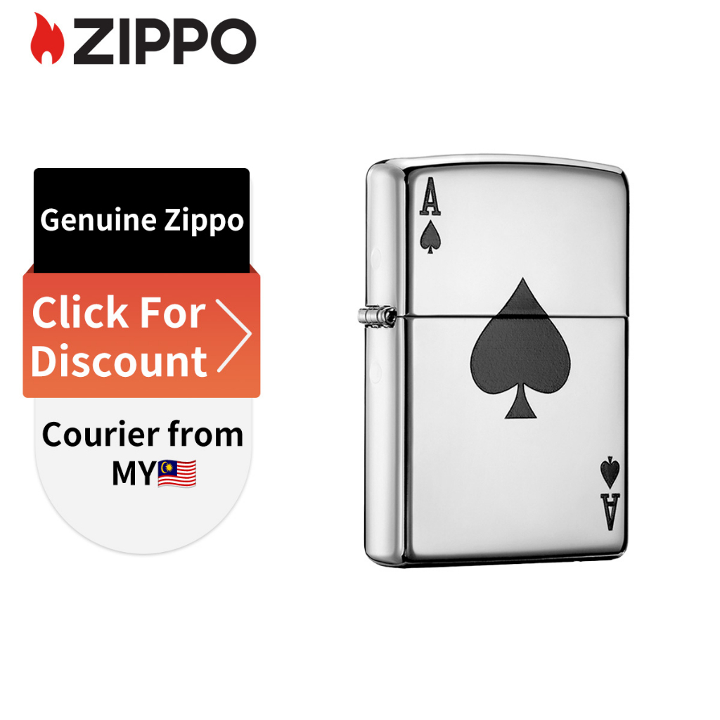Zippo Lucky Ace Design High Polish Chrome Pocket Lighter 24011 | Shopee Malaysia