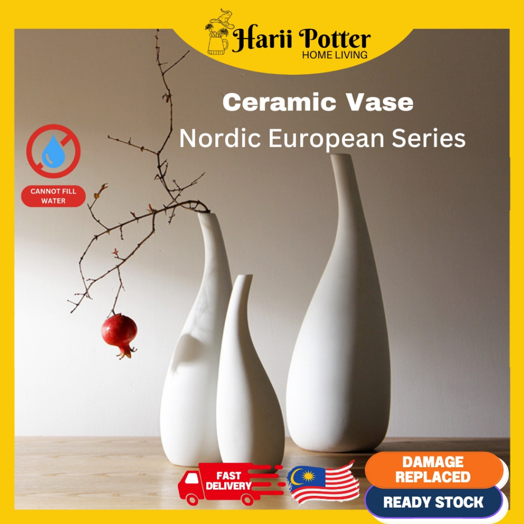 Nordic Ceramic Vase Flower White Vase Decoration Aesthetic Flower Pot ...