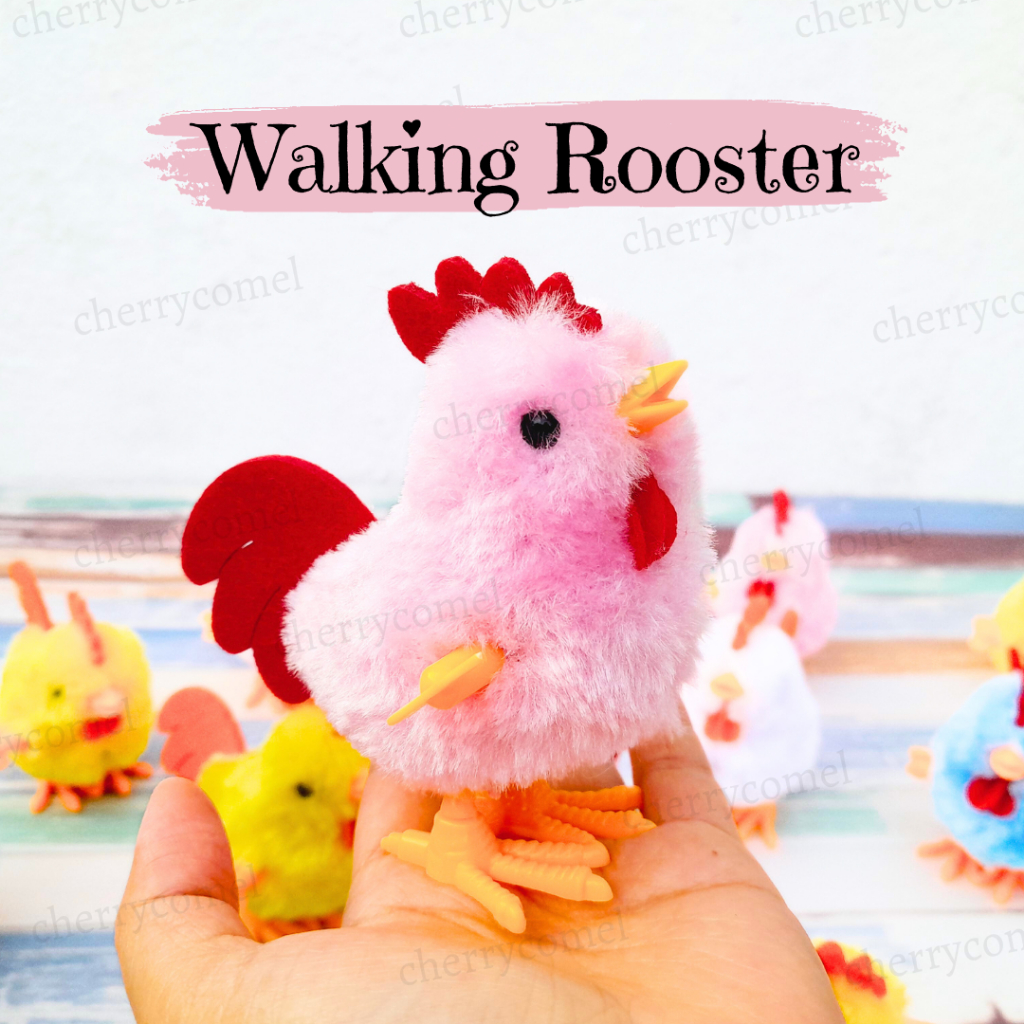 Wind Up Cute Plush Rooster Chicken Kids Educational Toy Clockwork ...