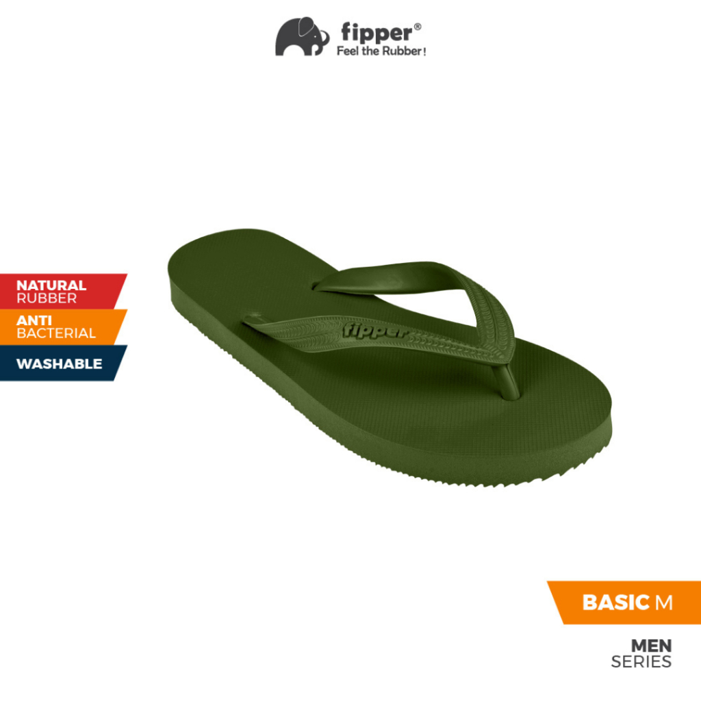 Fipper Selipar Basic M Getah Green (Army) - Fipper Slipper Basic M ...