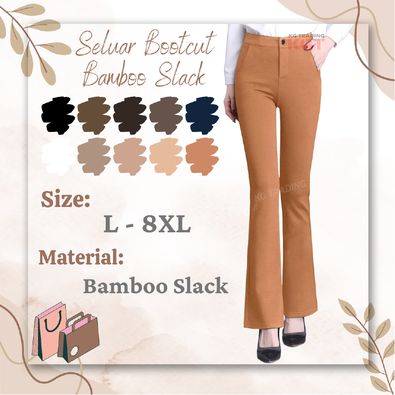 KGT Bamboo Slack Seluar Bootcut Plain 230GSM Ladies Slack Bamboo ...