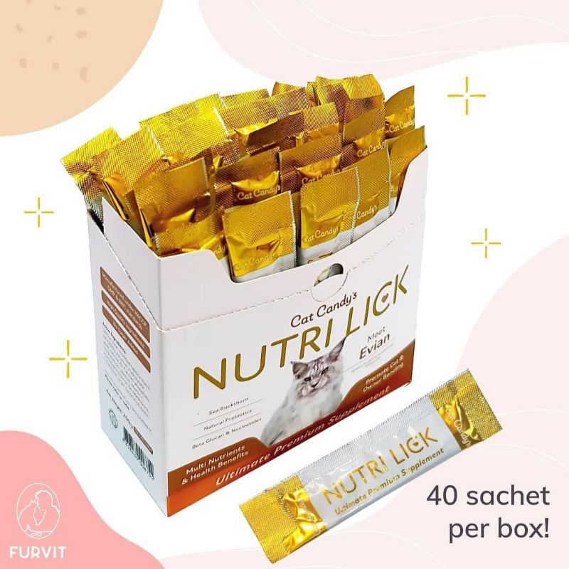 Furvit Cat Candy's NutriLick/Cat Vitamin kucing(40 sachets) | Shopee ...