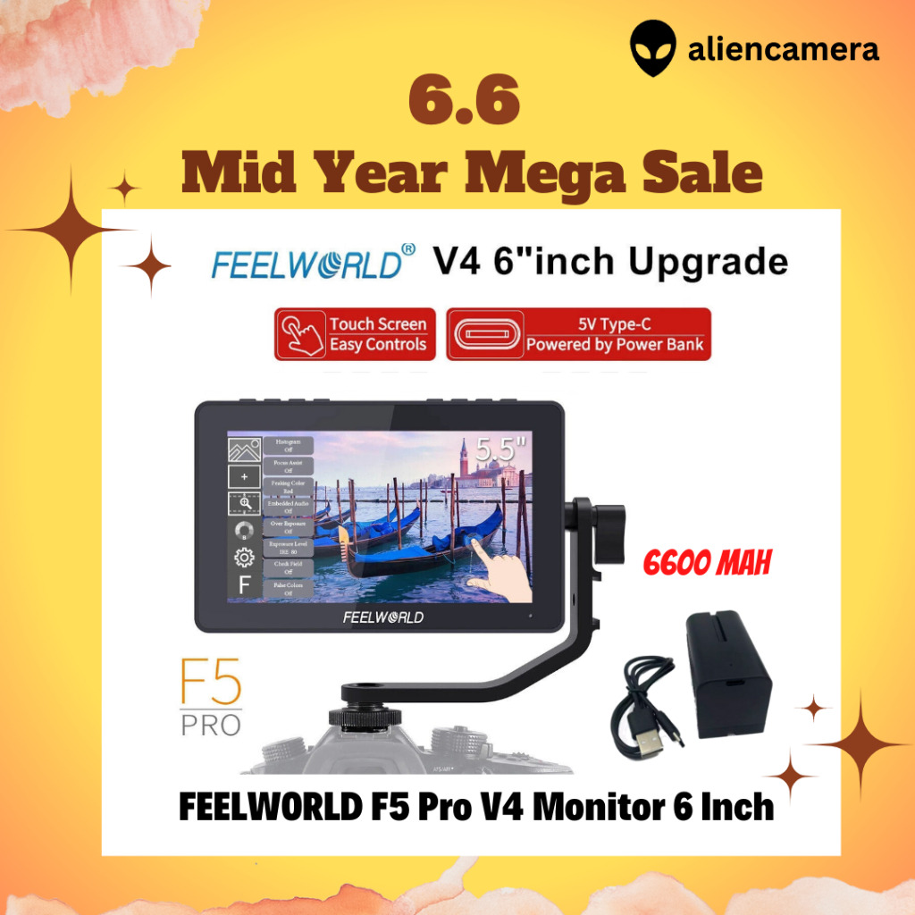 FEELWORLD F5 PRO V4 Monitor 6 Inch Touch Screen Field 3D LUT 4K HDMI ...