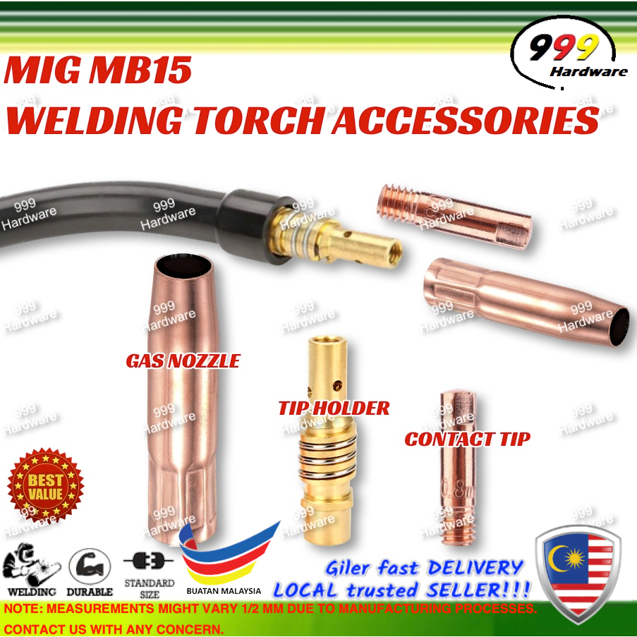 999 MIG Mb15 Welding Torch Head Accessories / Mig Copper Gas Nozzle / Tip Holder Spring ...
