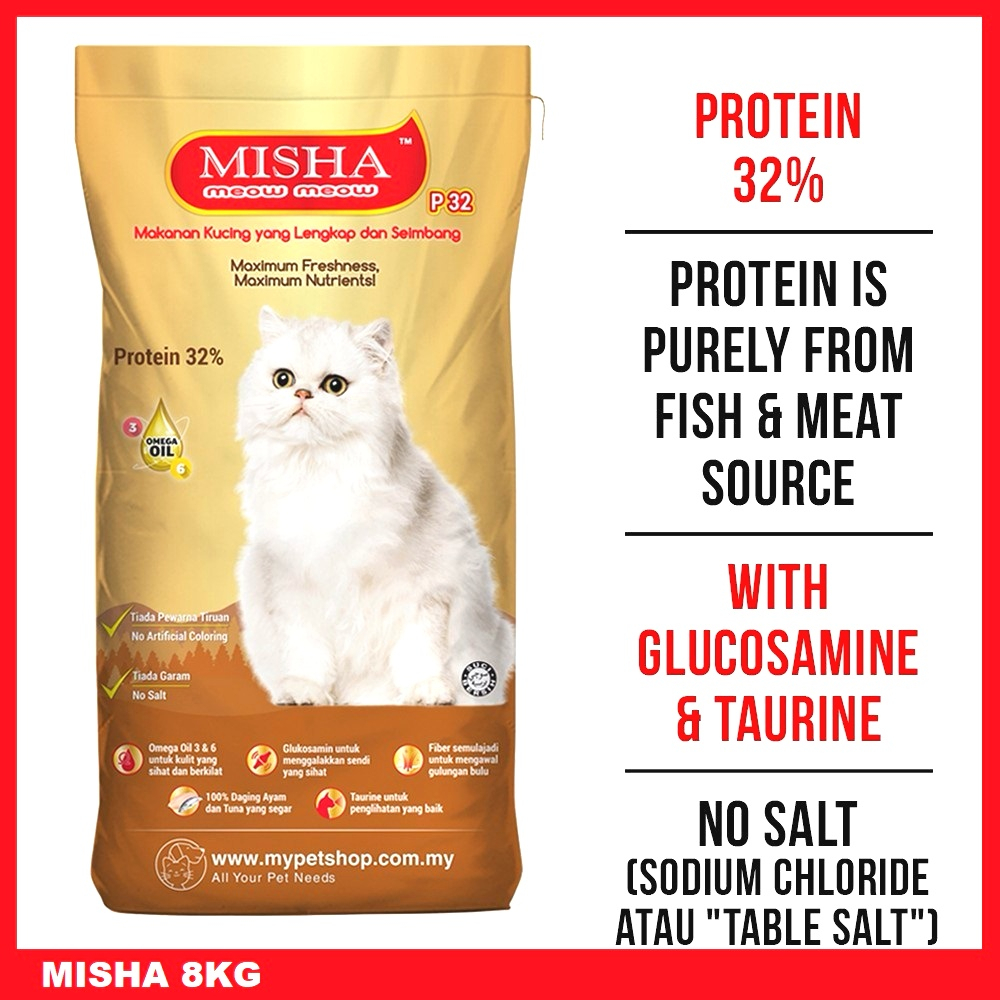 Misha Dry Cat food 8kg Makanan Kucing Misha high protein Misha 8kg ...