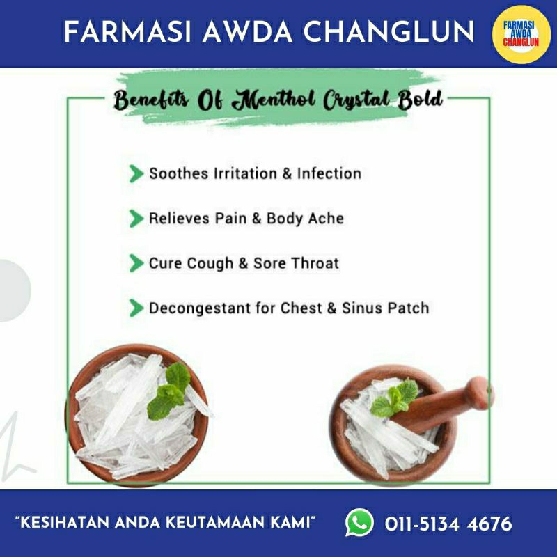 MENTHOL CRYSTAL (PURE) For Inhalation, Stuffy Nose | Shopee Malaysia