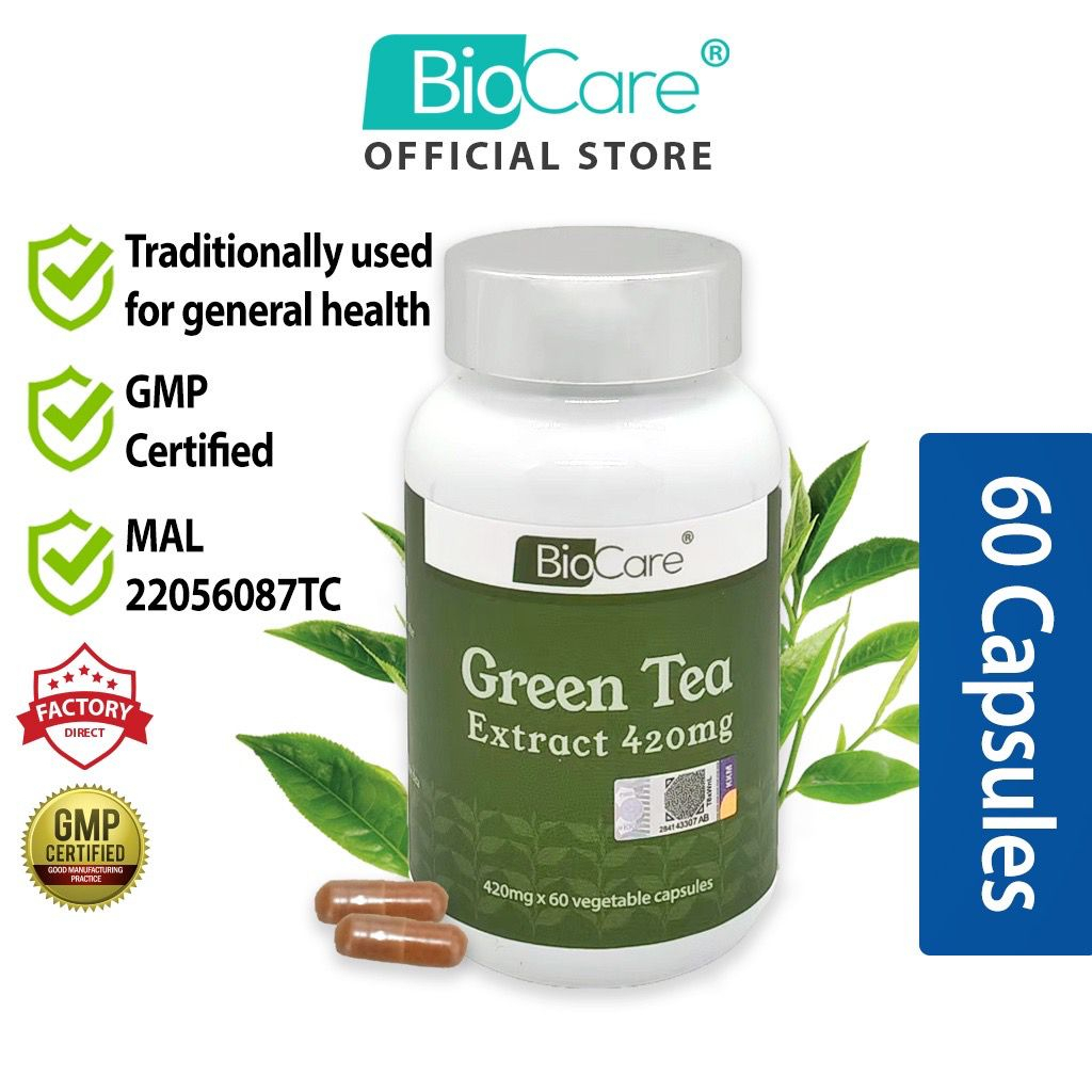 Biocare Green Tea Extract (420mg x 60 Vegetable Capsules) | Shopee Malaysia