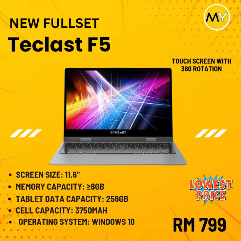 Teclast F5 Laptop 8+256GB Touch Screen With 360 rotation New Fullset (1 ...