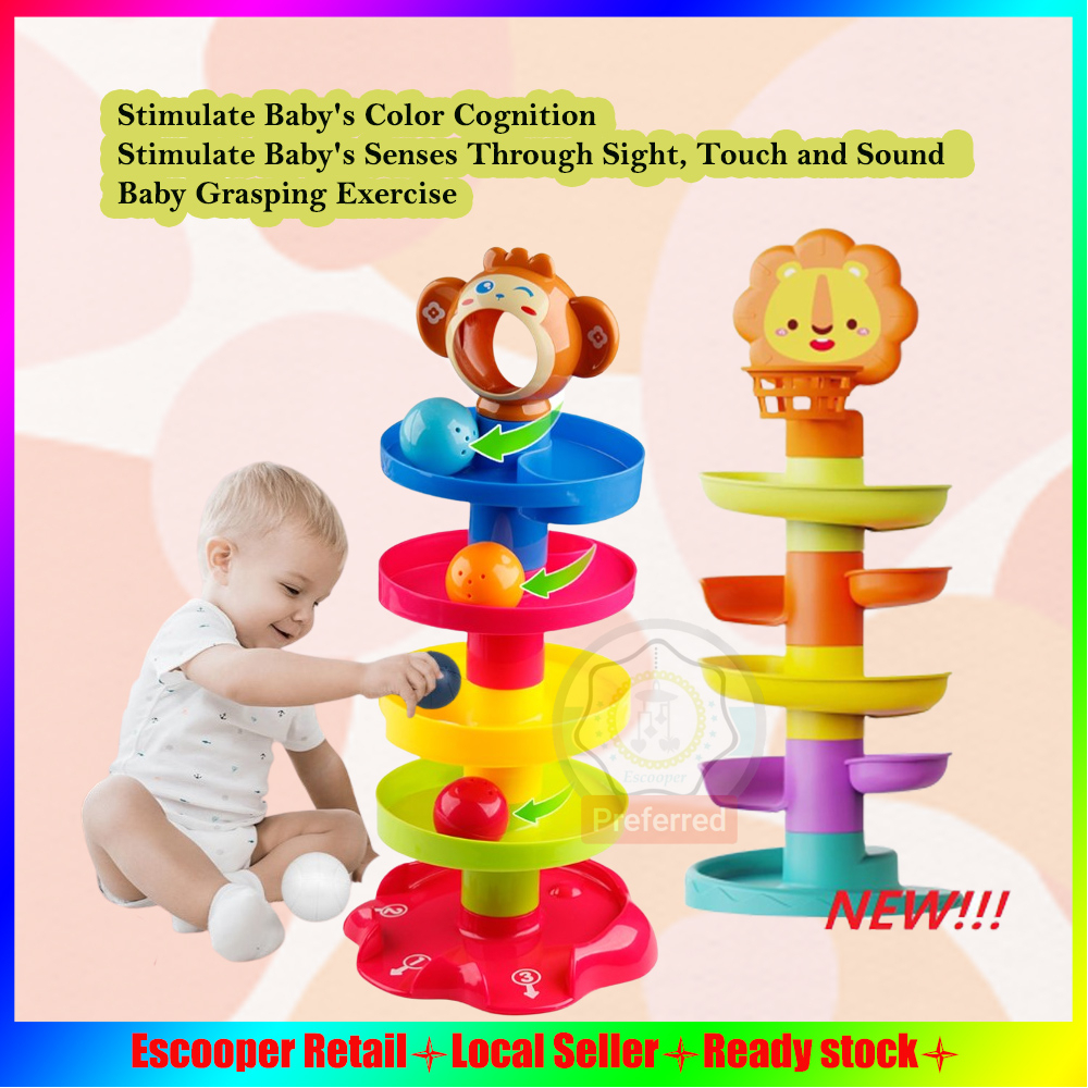 Baby Roll The Ball Tower / Baby Early Learning Tower / Baby Toy / Lion ...