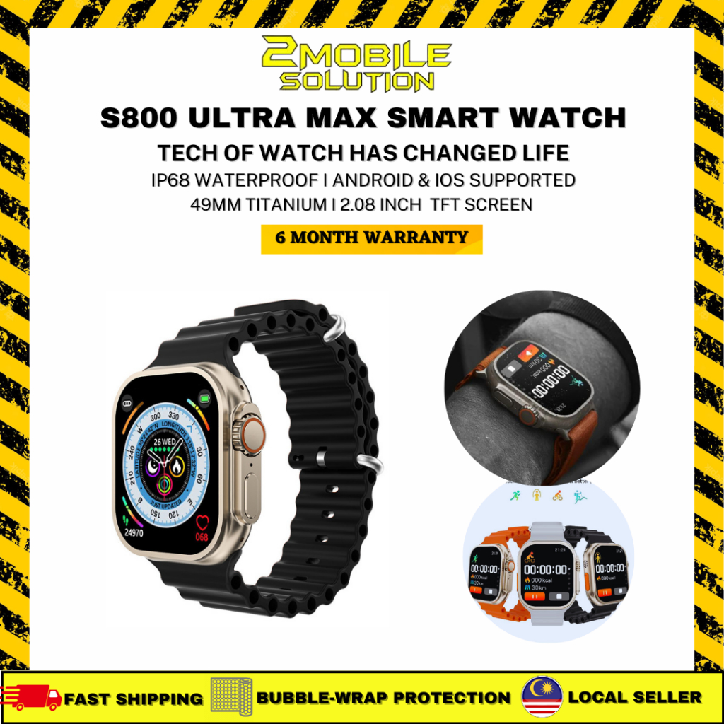 S800 ULTRA MAX SMART WATVH [2.08 inch Screen I 49mm HD Smart Watch I Waterproof I Digital Heart ...
