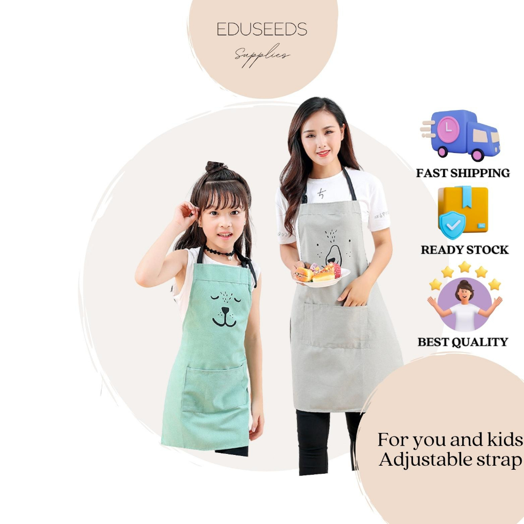 [Ready Stock] Kid Kitchen Cute Apron Children Cooking Baking Chef Apron ...