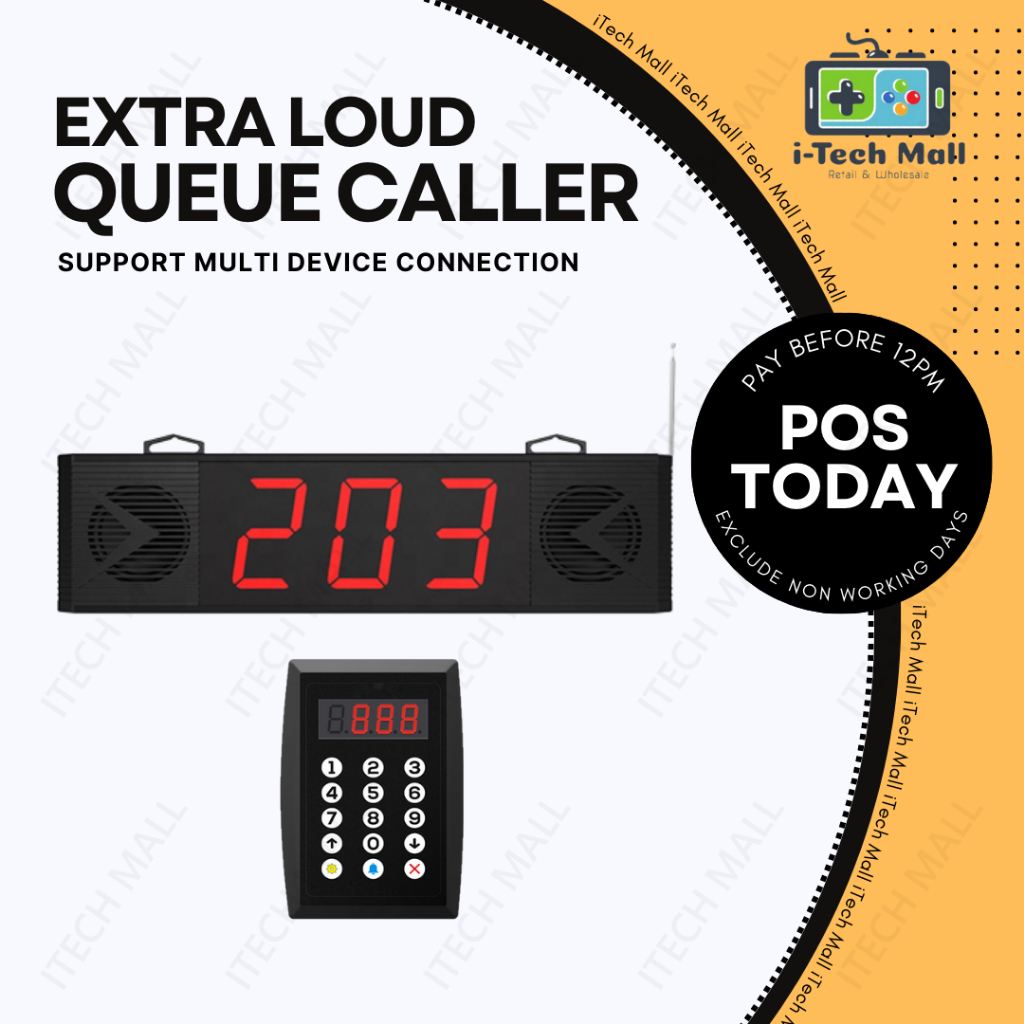 EXTRA LOUD Queue Number Caller Display Calling Management System Self Service Paging Machine ...