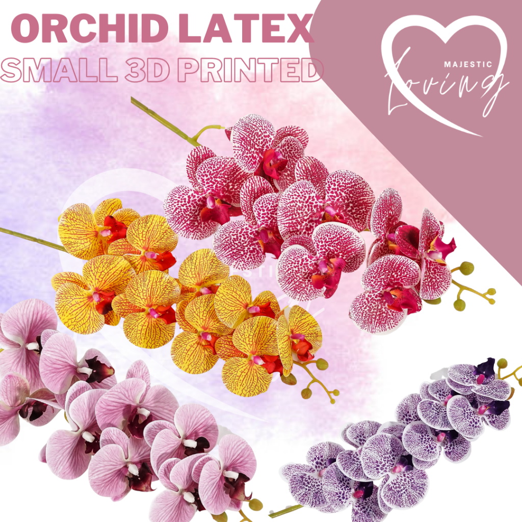 Orchid Latex Phalaenopsis Printed Hand Bouquet Bunga Orkid 3D Bunga ...