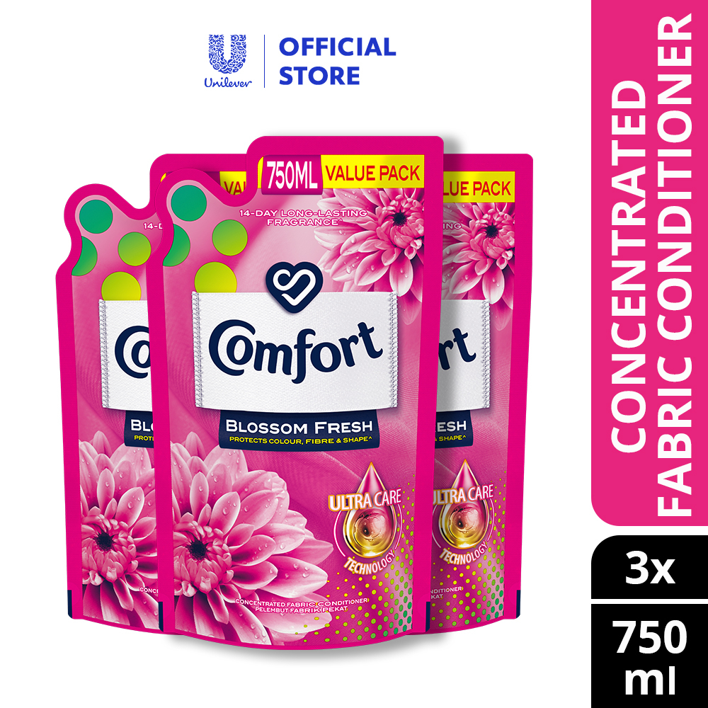 Comfort Concentrated Fabric Softener Refill Blossom Fresh (750ml x 3) | Shopee Malaysia