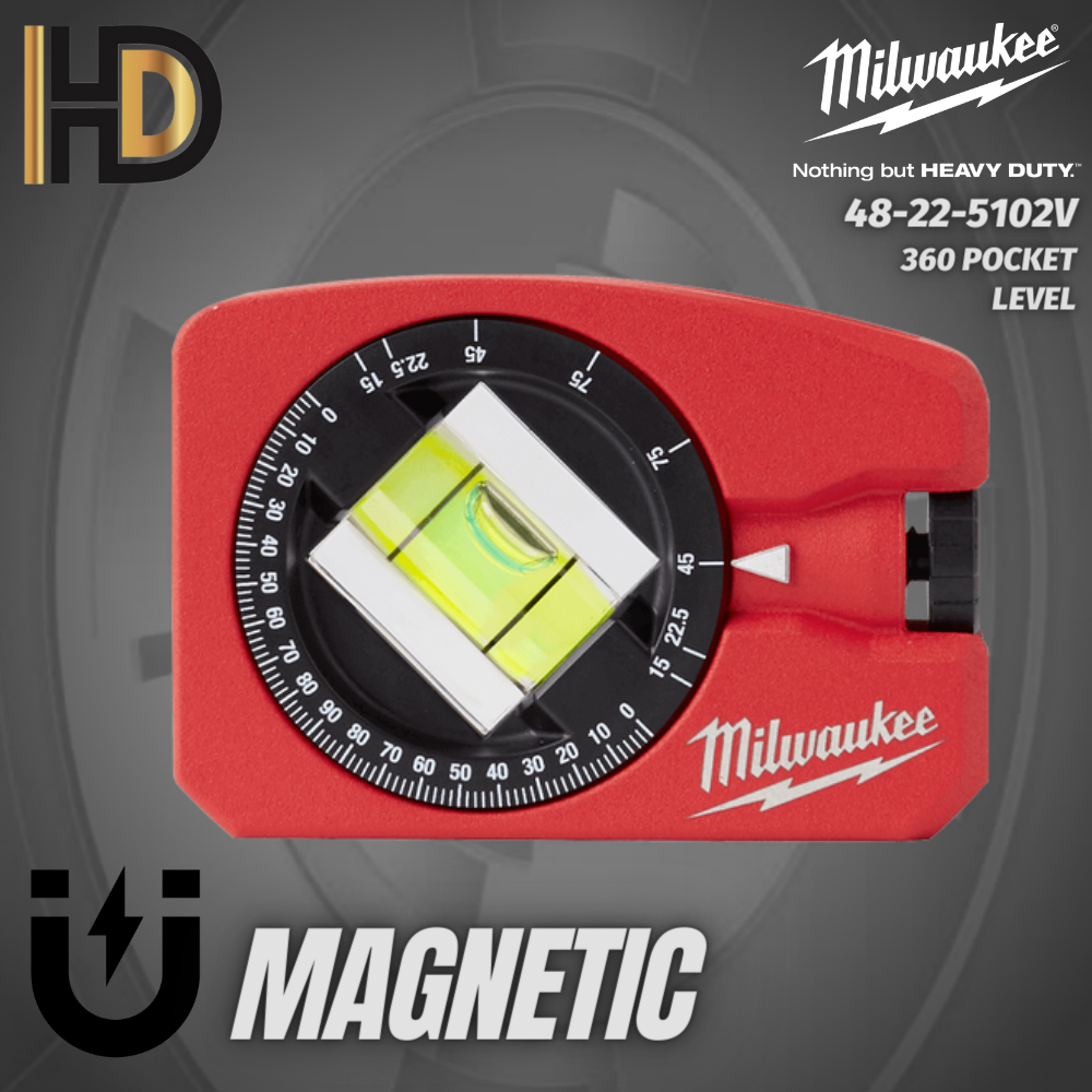 Milwauke 360 Magnetic Pocket Water Level / Compact Mini Water Level ...