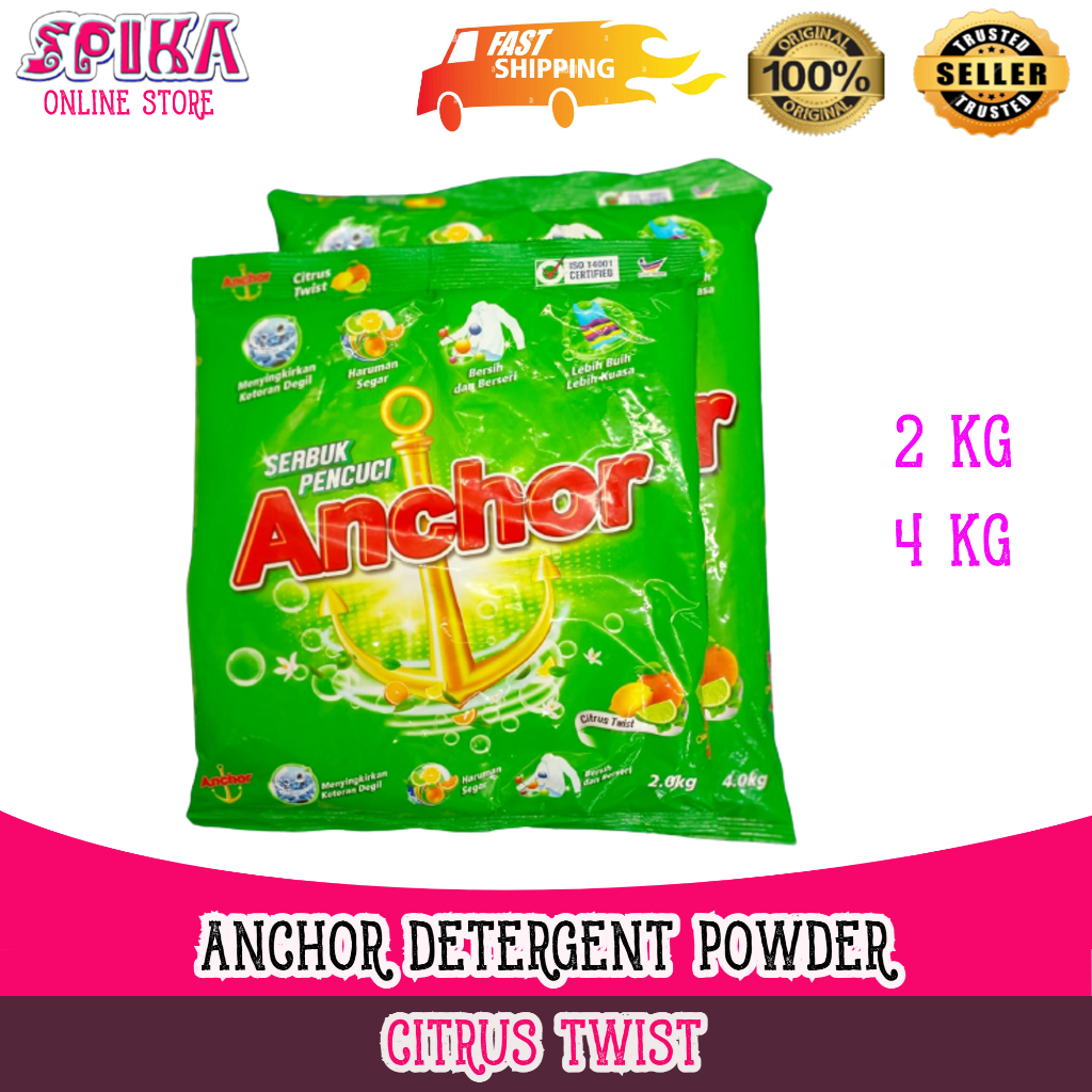 ANCHOR DITERGENT POWDER WITH CITRUS TWIST SCENT 2KG & 4 KG | Shopee ...