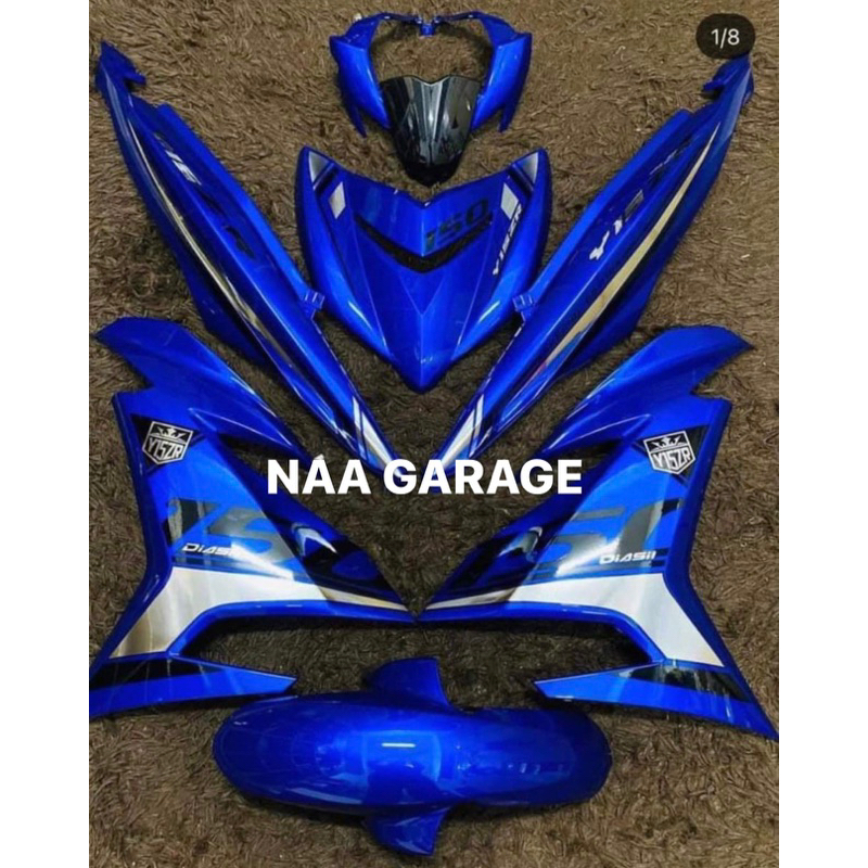 COVERSET BLUE 150 BLACK CHROME Y15 V1-V2 FREE AMBLEM LOGO YAMAHA ...