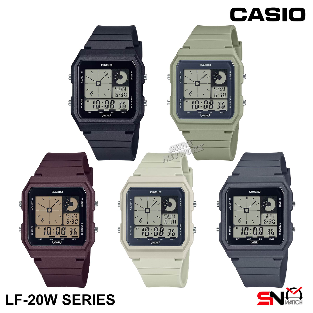 Casio LF-20W Retro Series Unisex Watch Square FaceTwin graph Digital Bio-Based Resin Band ...