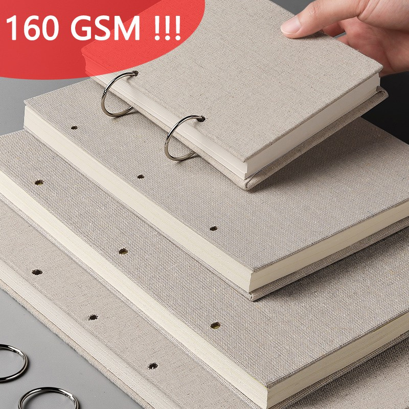 Sketchbook Loose-leaf Notebook Spiral Linen Hardcover 120 Pages 160GSM ...