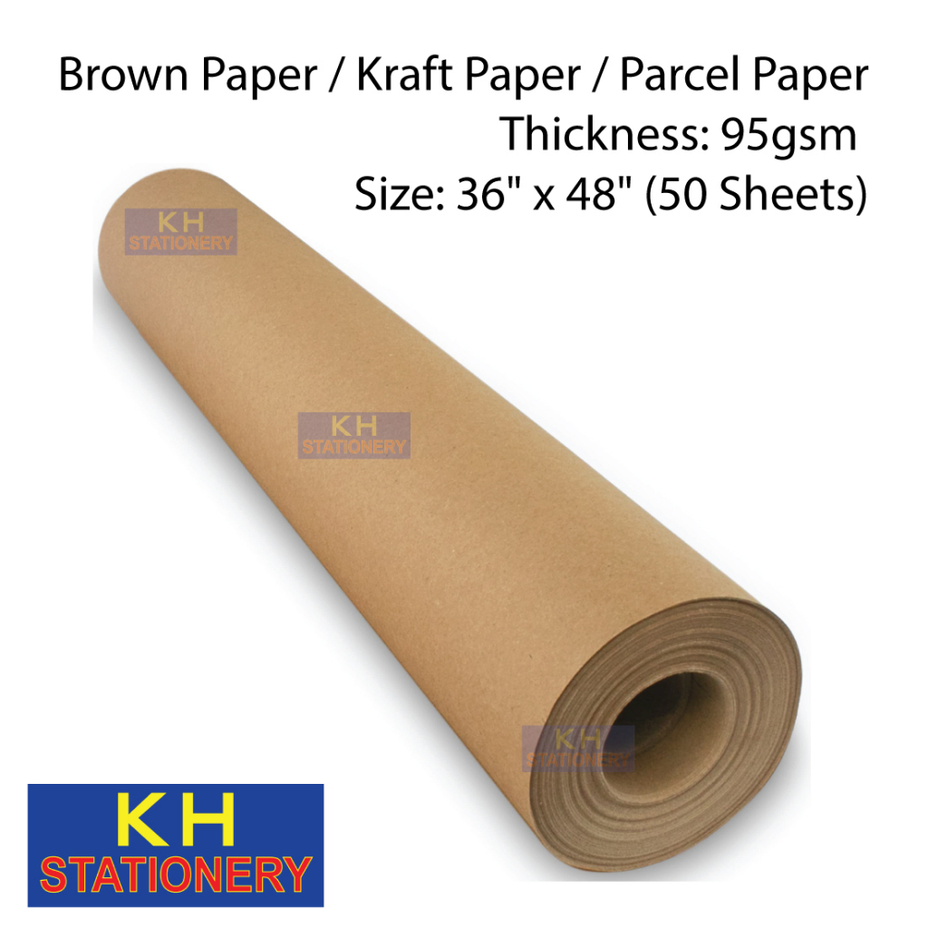 Kraft Paper Thick 95gsm 50 Sheets 36" x 48" / Brown Paper / Kertas ...
