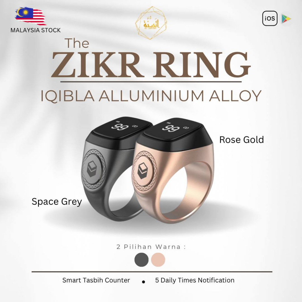 (MALAYSIA STOCK) As Sunnah Zikr Ring Premium Alloy Smart Tasbih iQibla ...