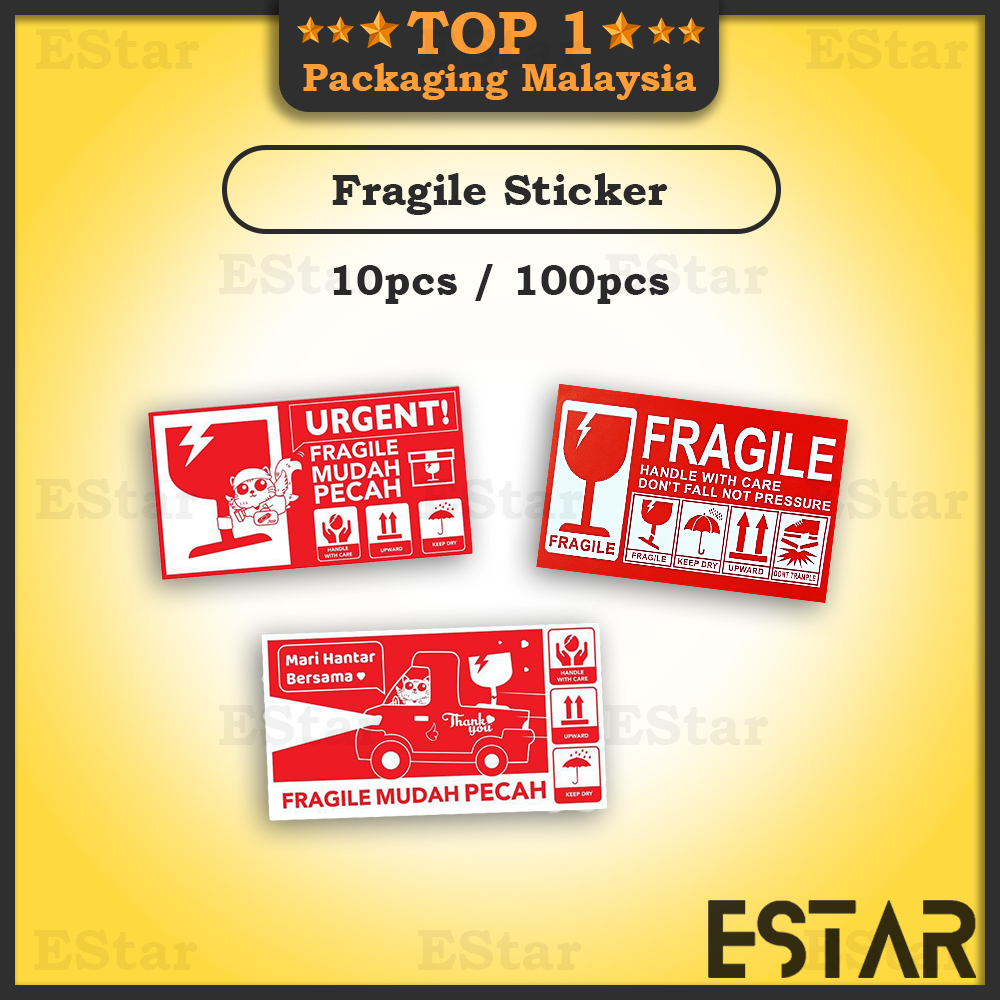 Fragile Sticker Label Handle With Care Mudah Pecah Warning Label Aceve