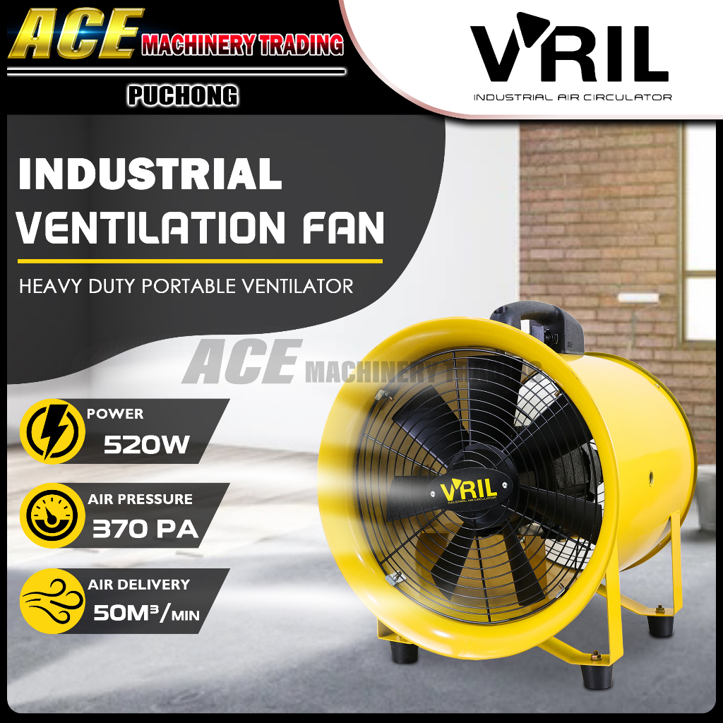 [ V'RIL ]12"/520W Industrial Ventilation Fan |Heavy Duty Portable ...