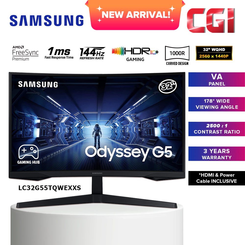 Samsung Odyssey G55T Freesync Premium Curved Gaming Monitor (32"/VA ...